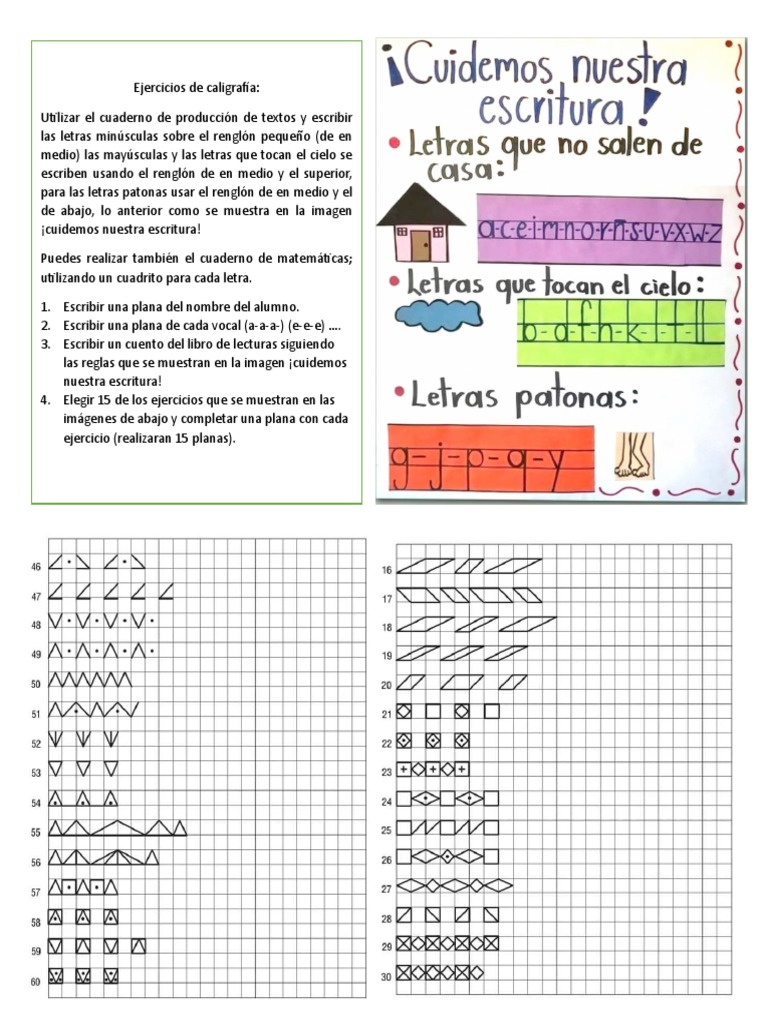 Ejercicios de Caligrafía para Niños | PDF