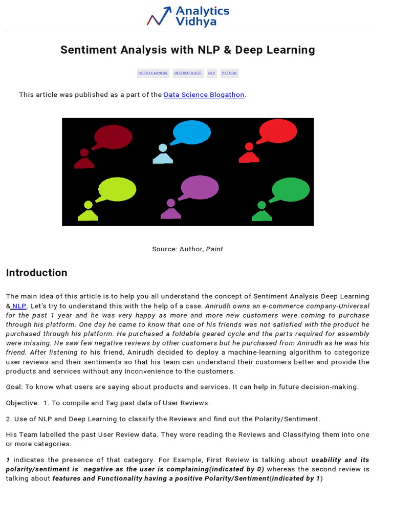 Sentiment Analysis With NLP Deep Learning | PDF | Deep Learning | Cognition Sentiment Analysis With NLP Deep Learning | PDF | Deep Learning | Cognition