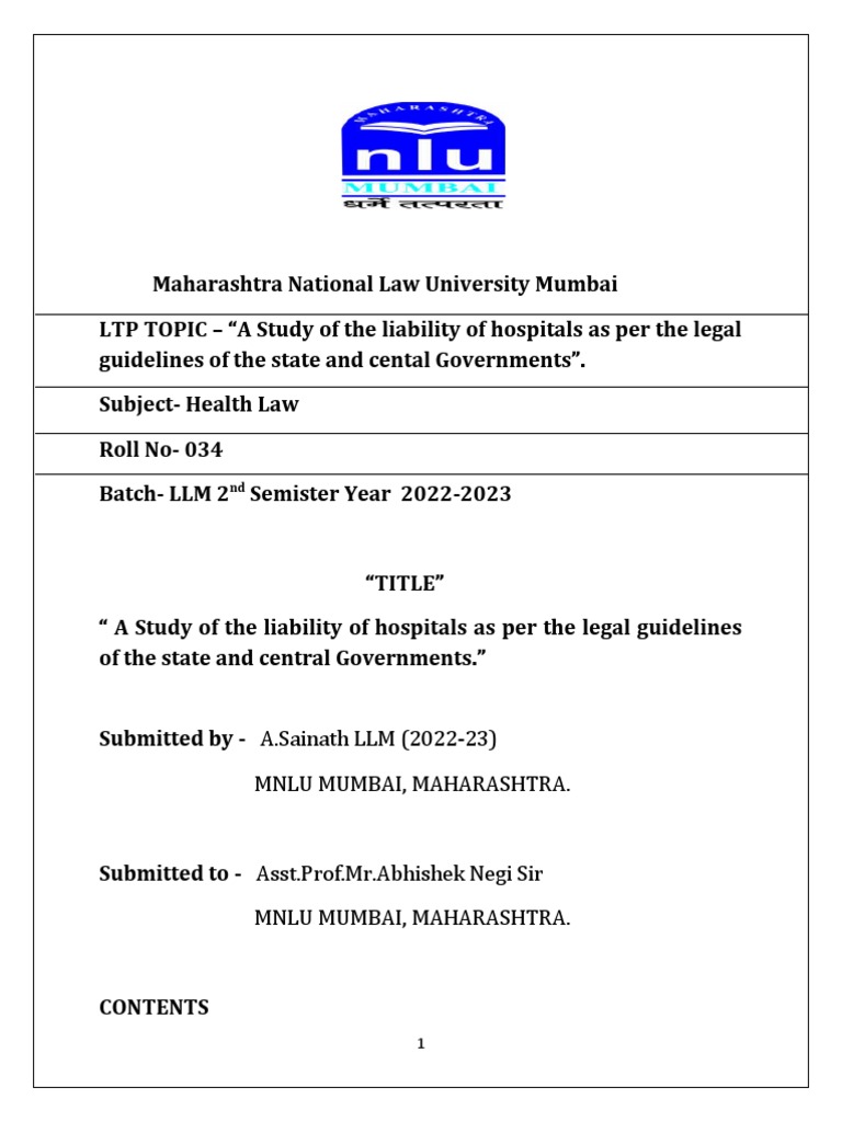 Hospital Liability Guidelines | PDF | Health Care | Hospital