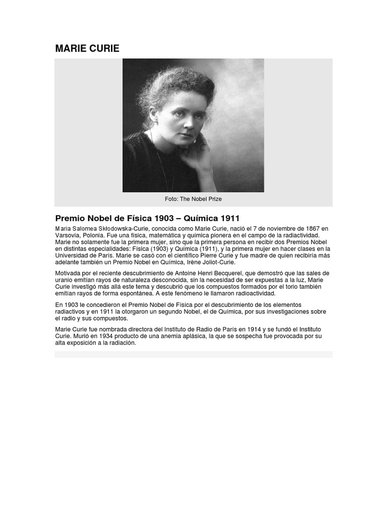 MARIE CURIE | PDF