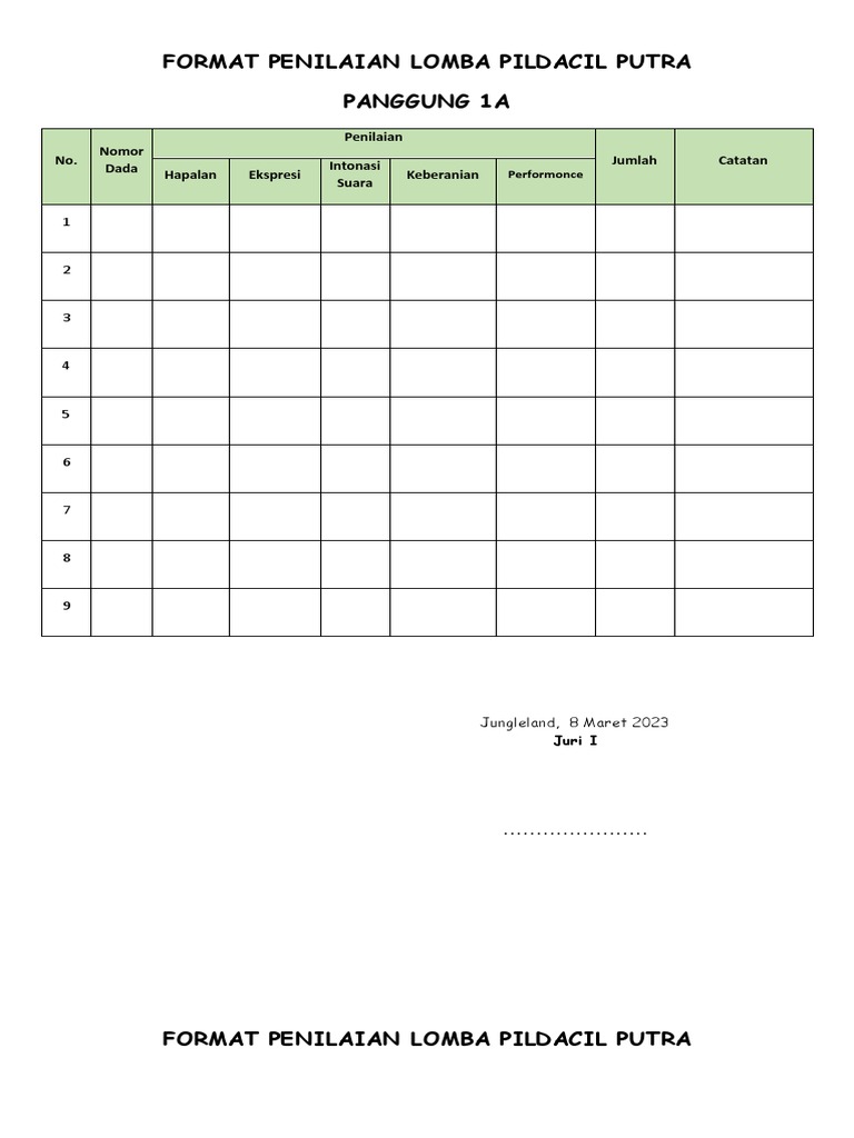 Lomba PILDACIL PUTRA | PDF