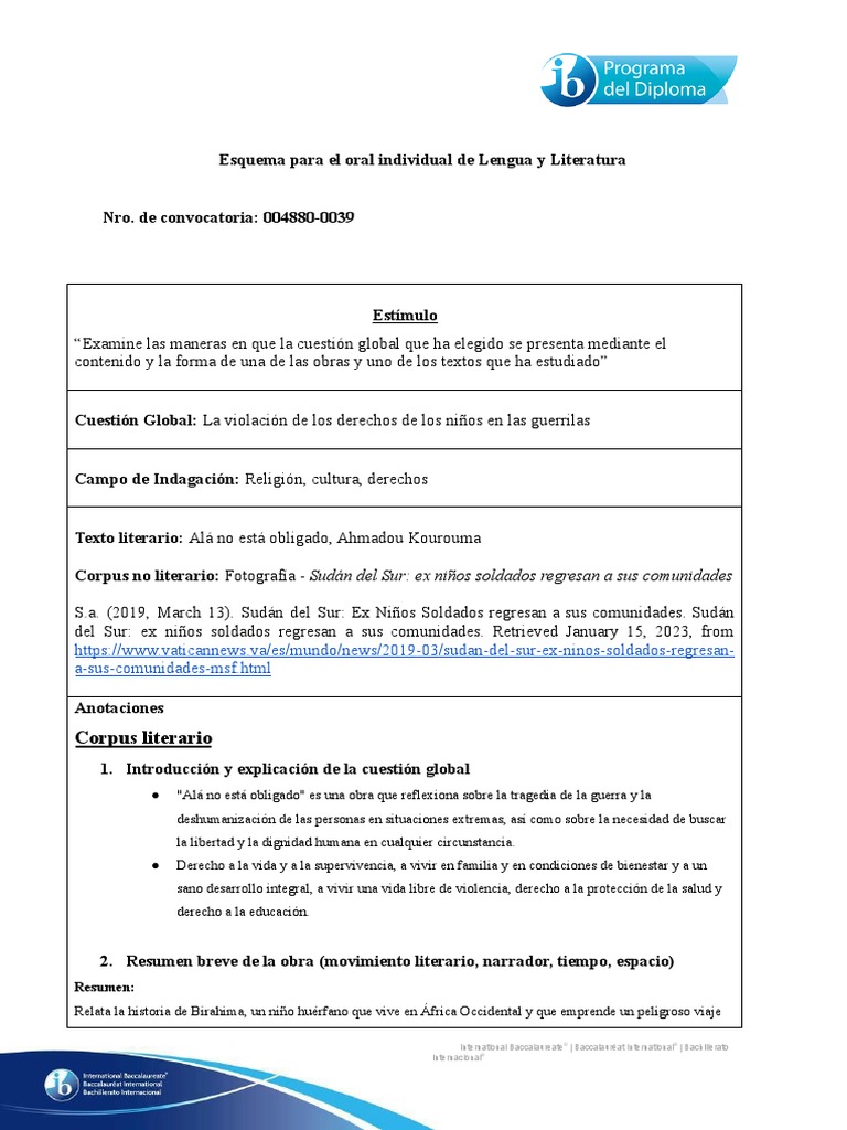 Esquema para El Oral Individual (Gia) PDF | PDF | Violencia | África