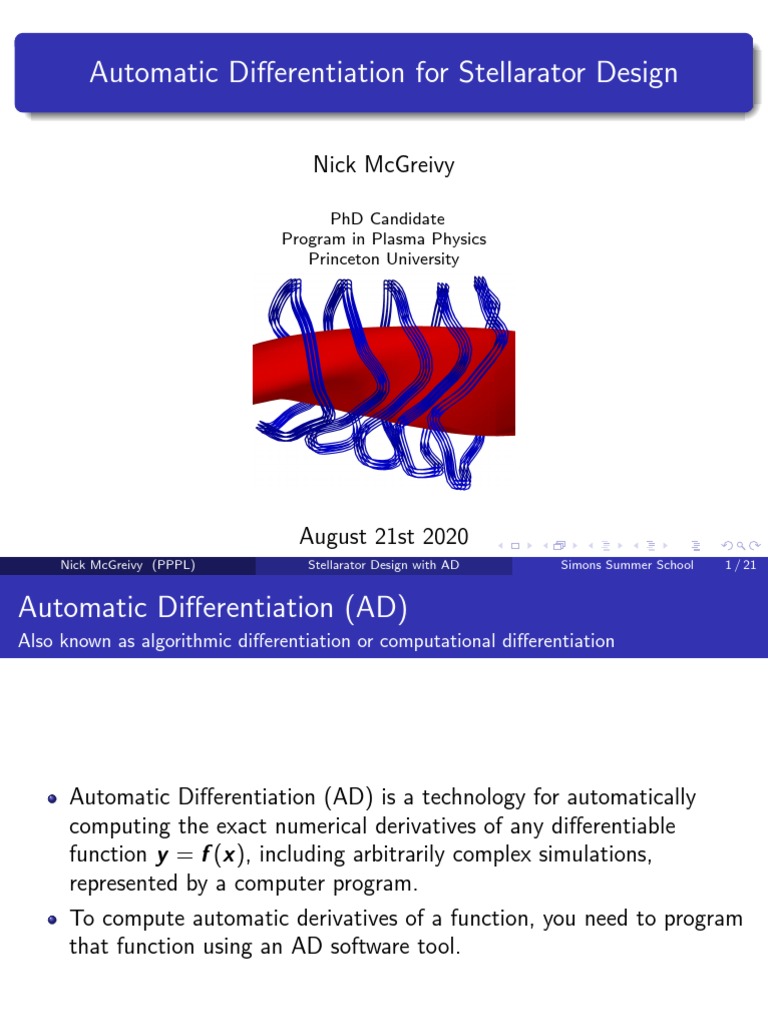 Automatic Differentiation in Stellarator Design | PDF | Mathematical ...