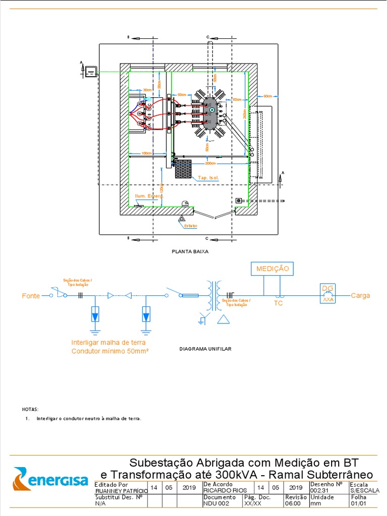 Subestação abrigada com medição em BT e transformação até 300kVA | PDF ...