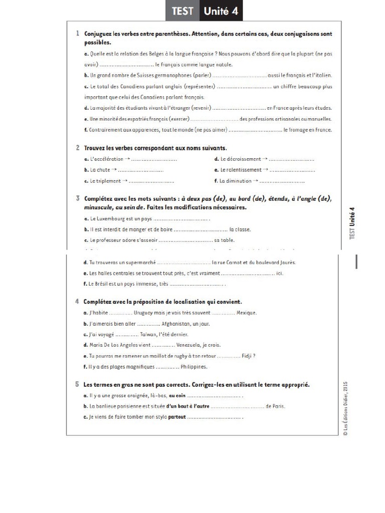 Test Unité 4 | PDF