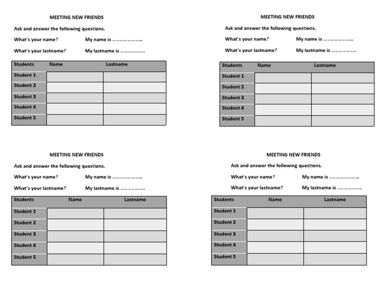 Meeting New Friends Handout | PDF