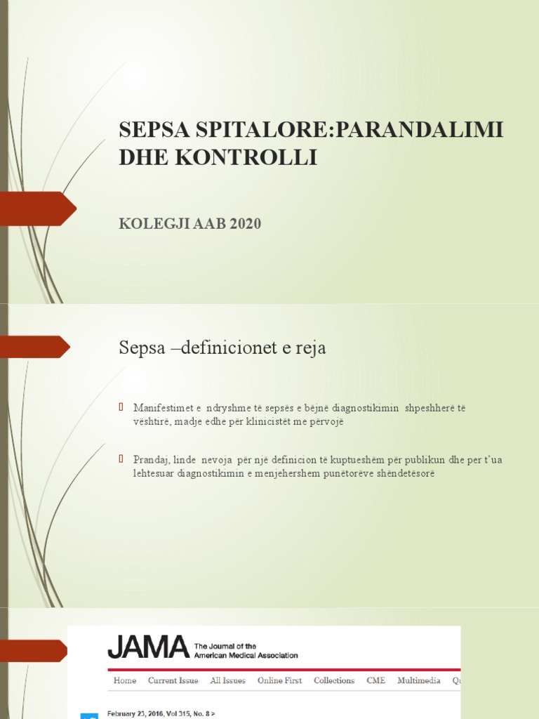 Sepsa Spitalore:Parandalimi Dhe Kontrolli: Kolegji Aab 2020 | PDF