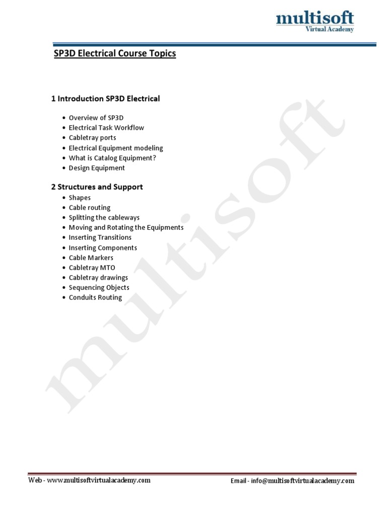 sp3d Electrical Course Content | PDF