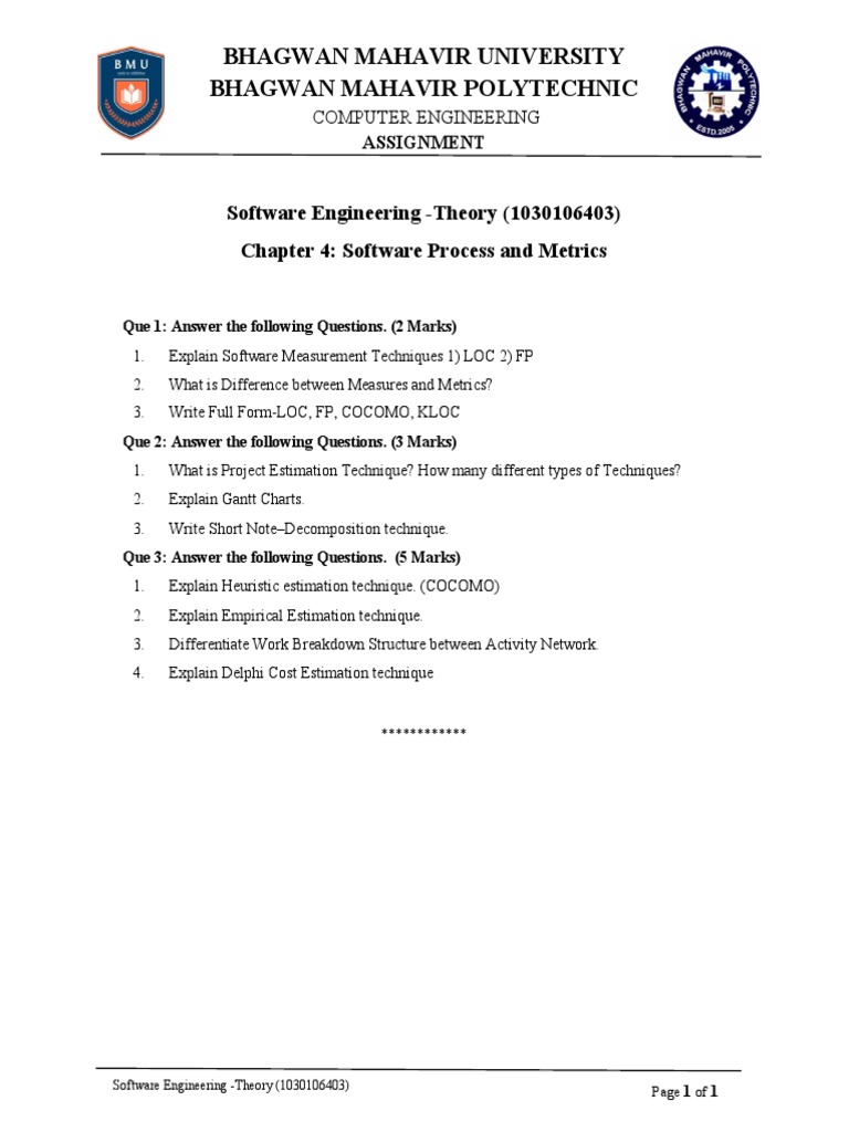 Software Engineering - Theory (1030106403) - Assignment IV PDF | PDF