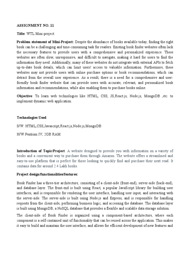 Asg 11 - WTL Mini-Project Report Format | PDF | Dynamic Web Page | Databases