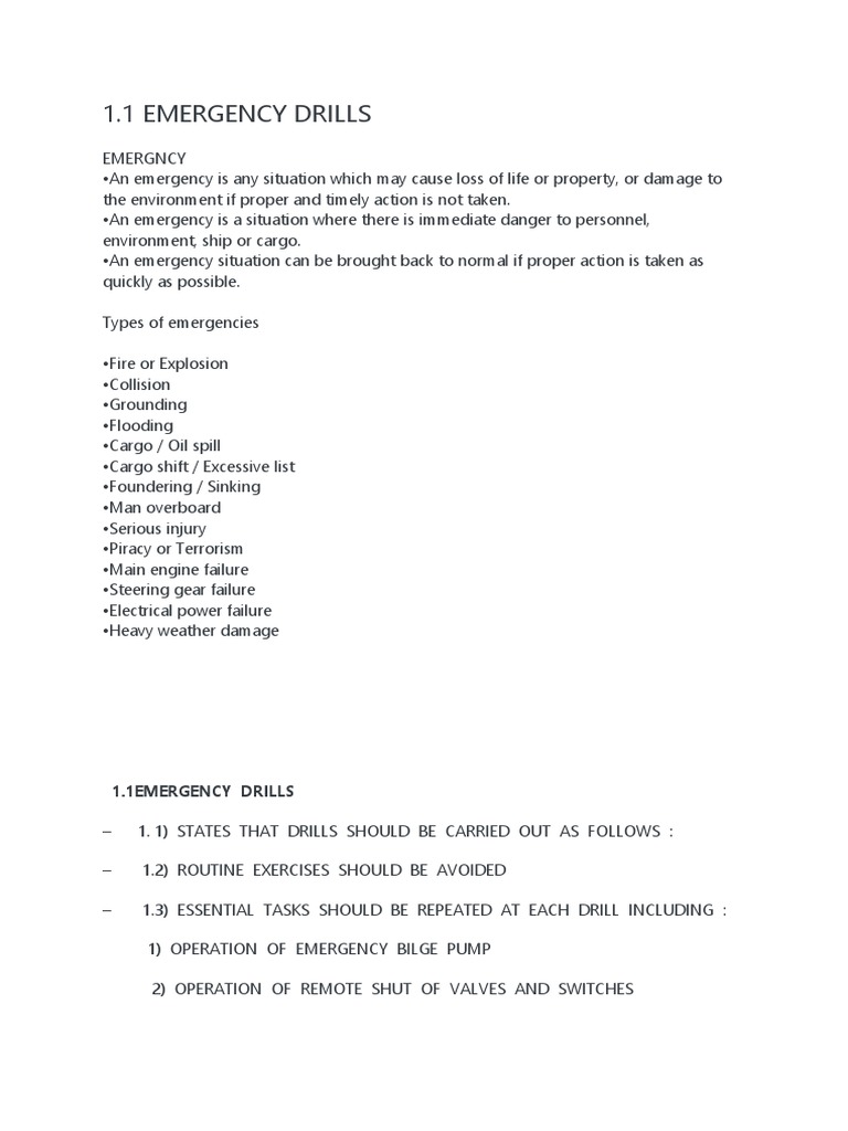 Emergency Drills | PDF | Safety | Ships