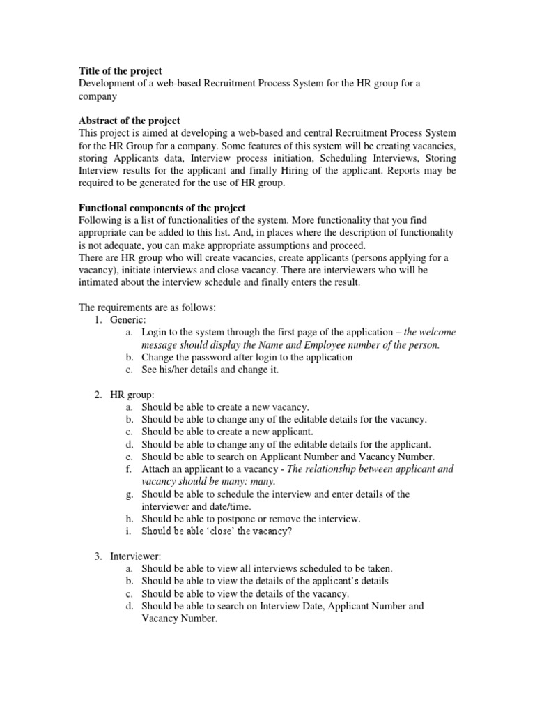 Final Project - Web-Based Recruitment Process System For The HR Group For A Company (RPS) - URD ...