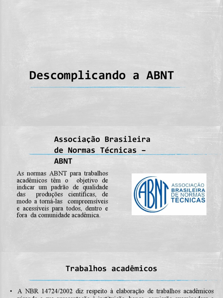 Normas ABNT para Apresentação de Slides | PDF | Citação | Comunicação ...