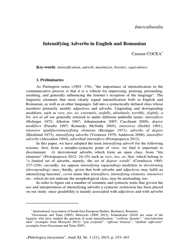Intensifying Adverbs COCEA | PDF | Adjective | Adverb