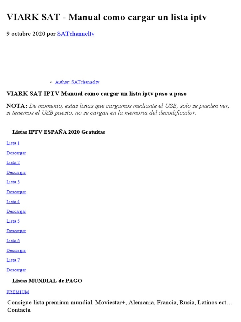 VIARK SAT Manual Como Cargar Un Lista Iptv | PDF