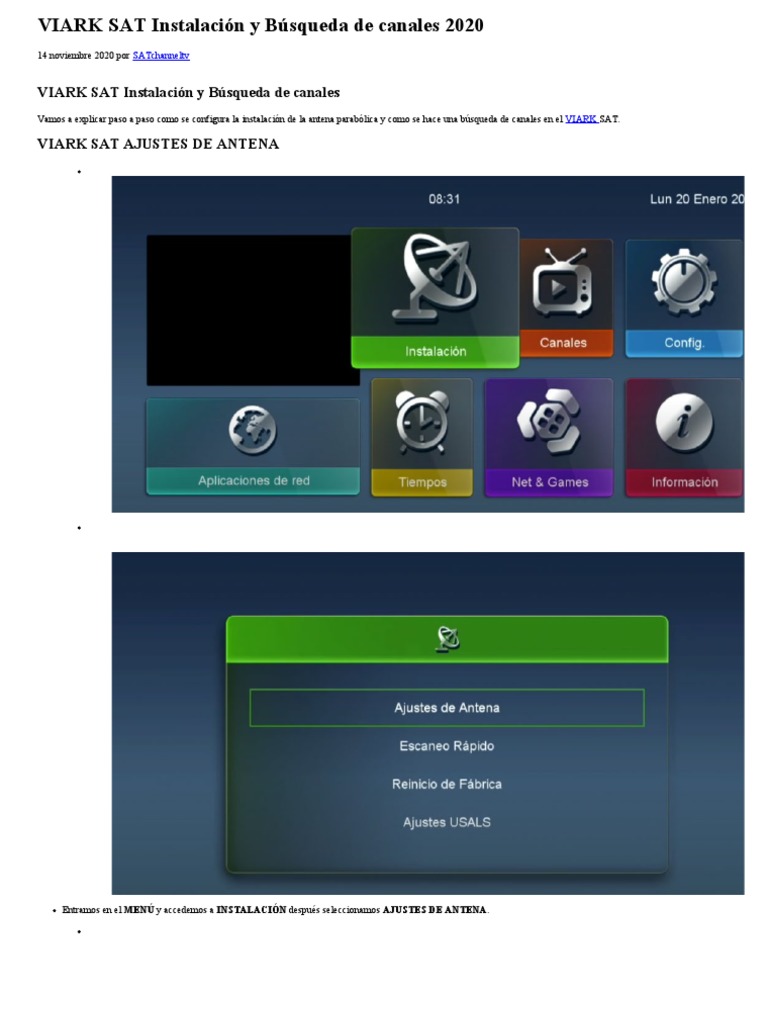 VIARK SAT Instalación y Búsqueda de Canales PDF | PDF