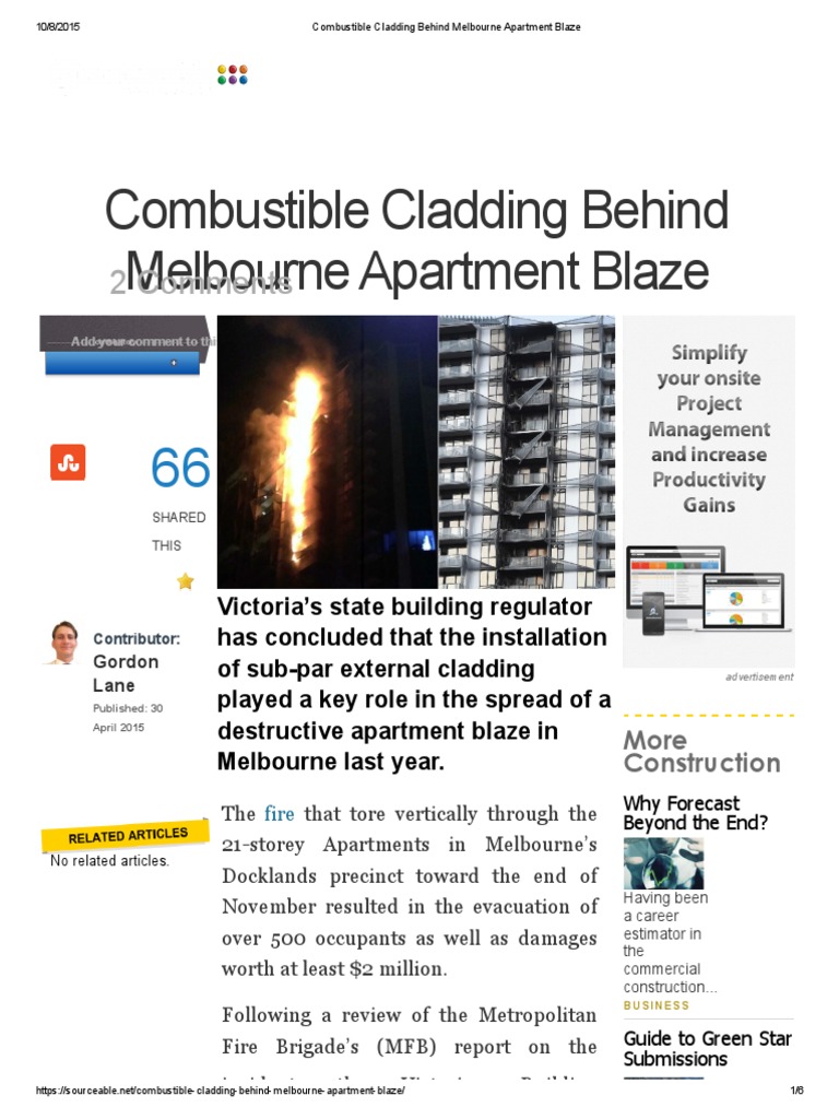 Fire_Combustible Cladding Melb Apartment Blaze - Copy | PDF | Fires ...