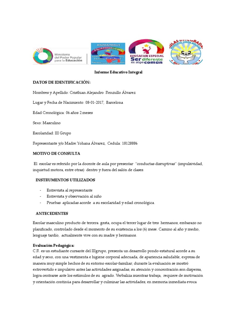 Informe Educativo Integra3 | PDF