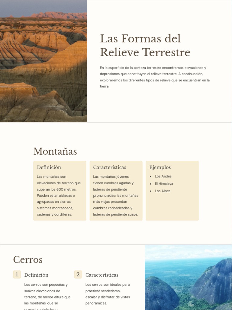 Las Formas Del Relieve Terrestre PDF | PDF | Montañas | Valle
