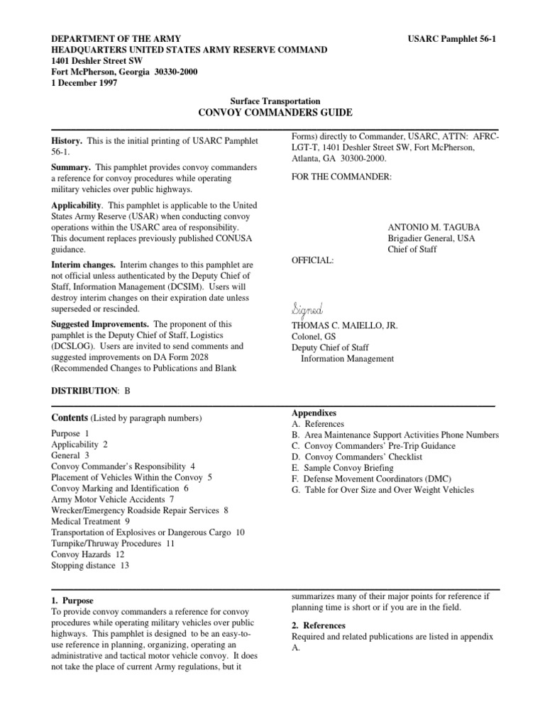 Convoy Commanders Guide | PDF | Vehicles | Traffic