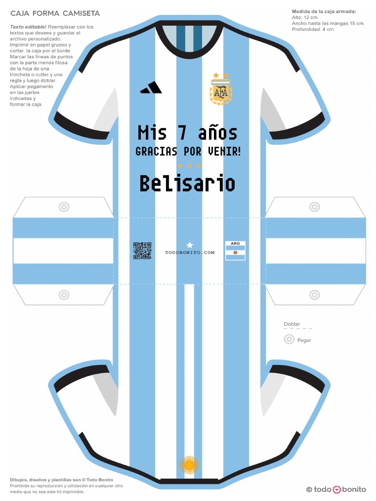 Seleccion Argentina Caja Forma Camiseta Texto Editable Pdf Pdf