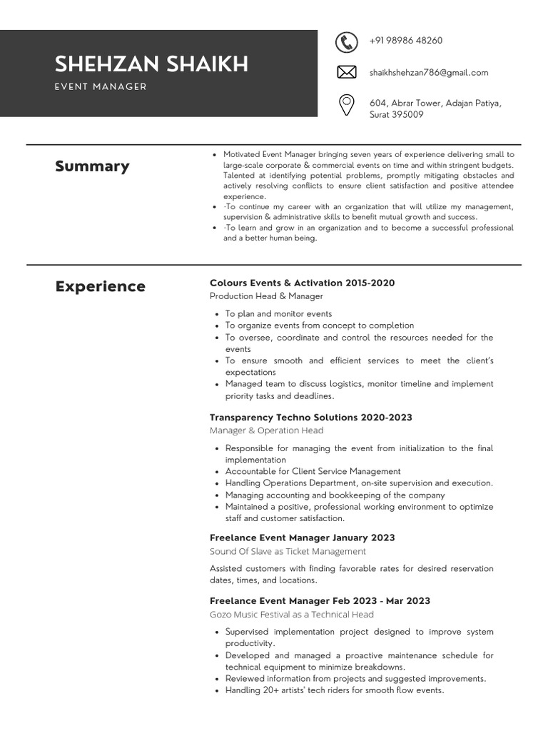 Shehzan Shaikh Resume | PDF | Business Economics | Economies