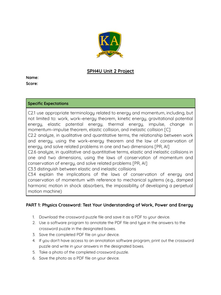 Exampler Gagan SPH4U Unit 2 Project | PDF | Collision | Force