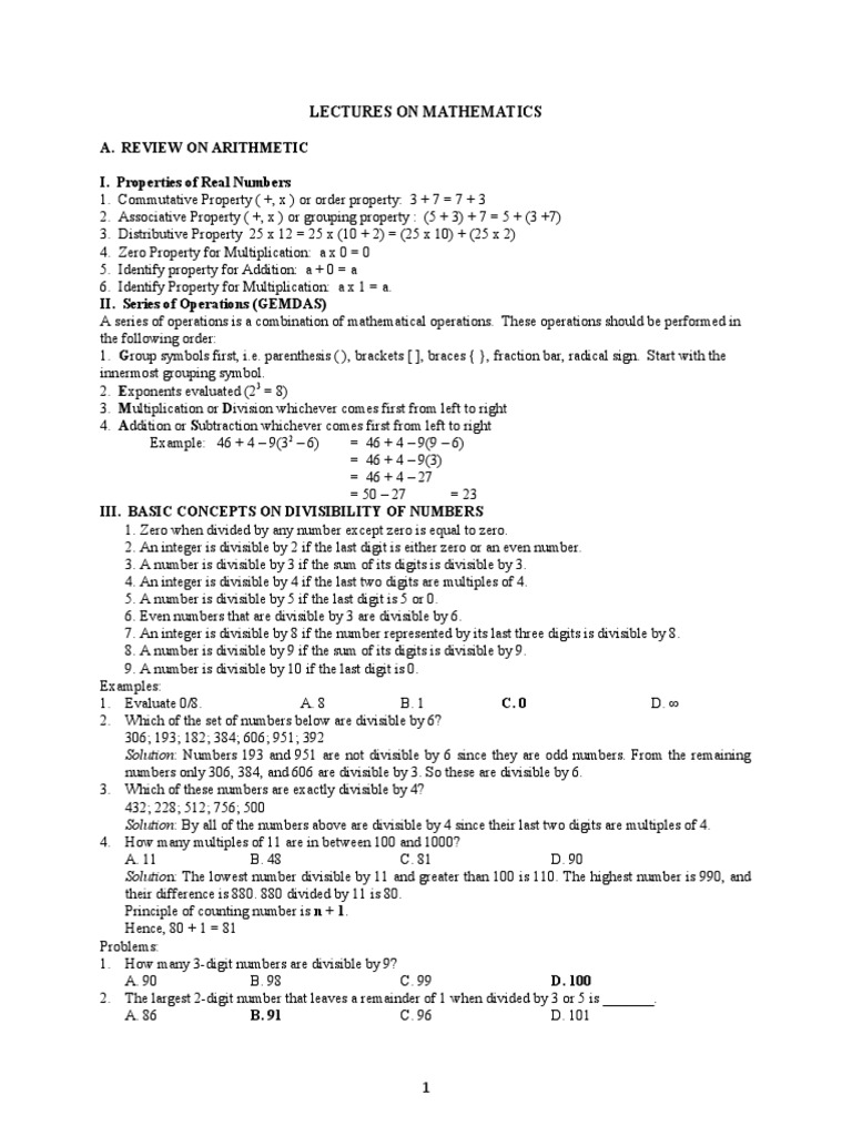 Lectures On Math | PDF | Percentage | Significant Figures