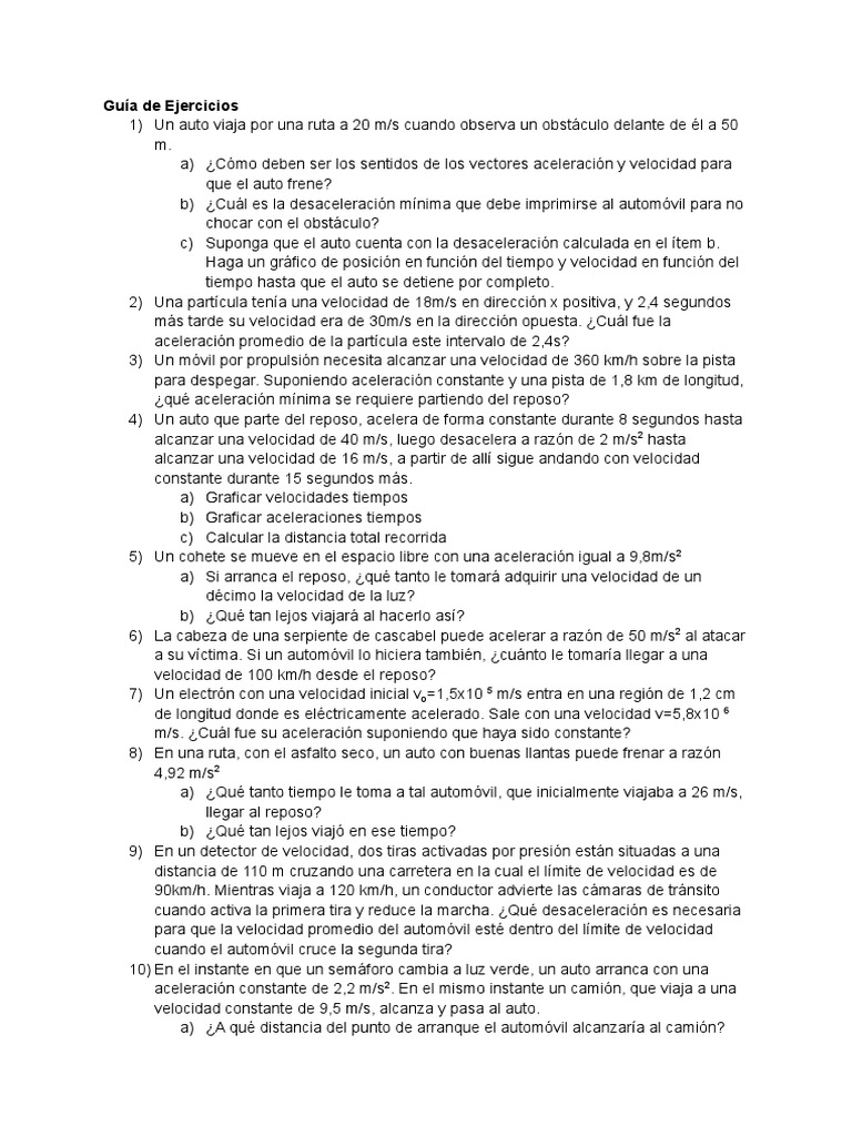 02 - MRUV Guia | PDF | Aceleración | Velocidad