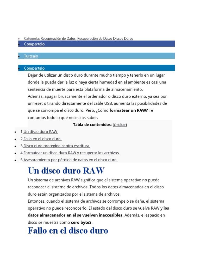 Como Formatear Un RAW | PDF | Archivo de computadora | Disco duro