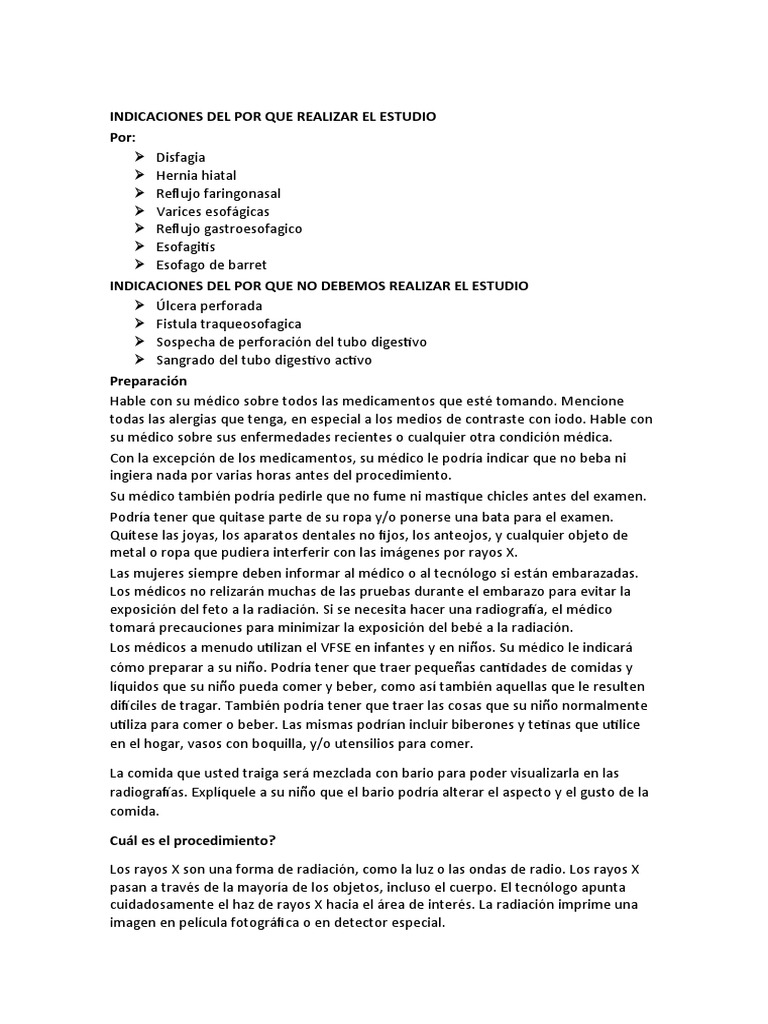 Esofagograma | PDF | Rayo X | La enfermedad por reflujo gastroesofágico