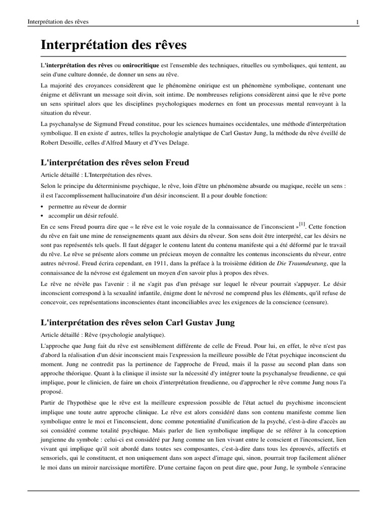 Interprétation des rêves selon Freud | PDF | Interprétation des rêves ...