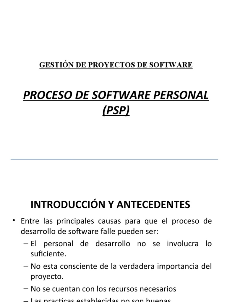 Proceso de Software Personal (PSP) | PDF | Software | Planificación