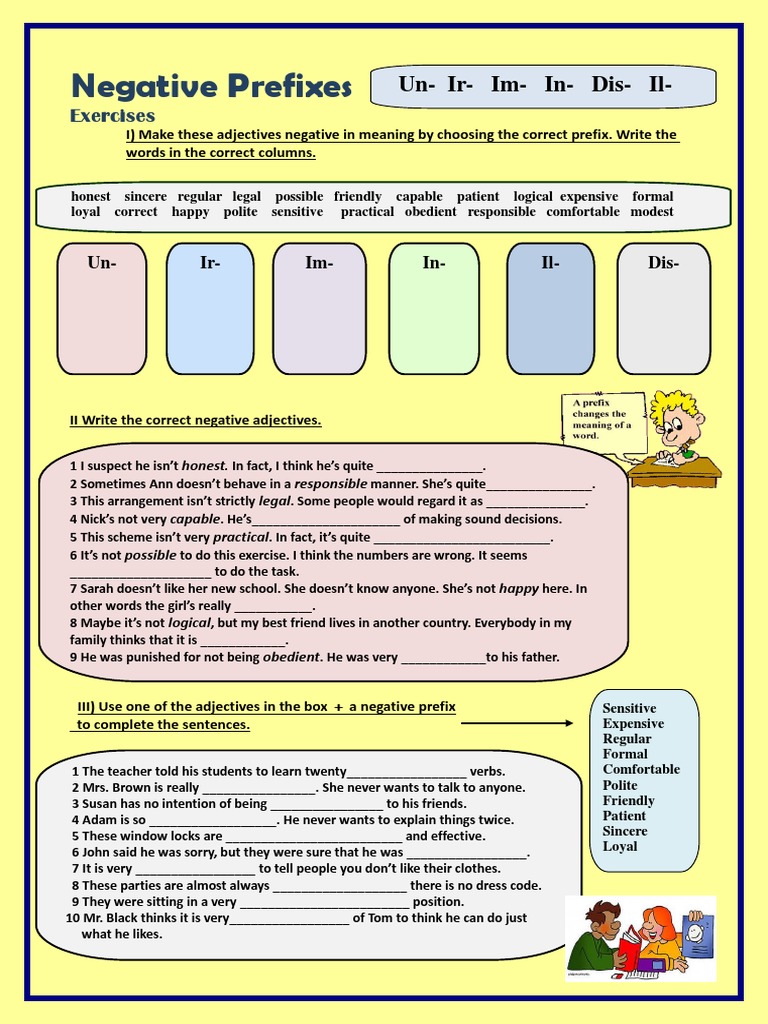 Negative Prefixes Exercises Fun Activities Games - 75672 PDF | PDF ...
