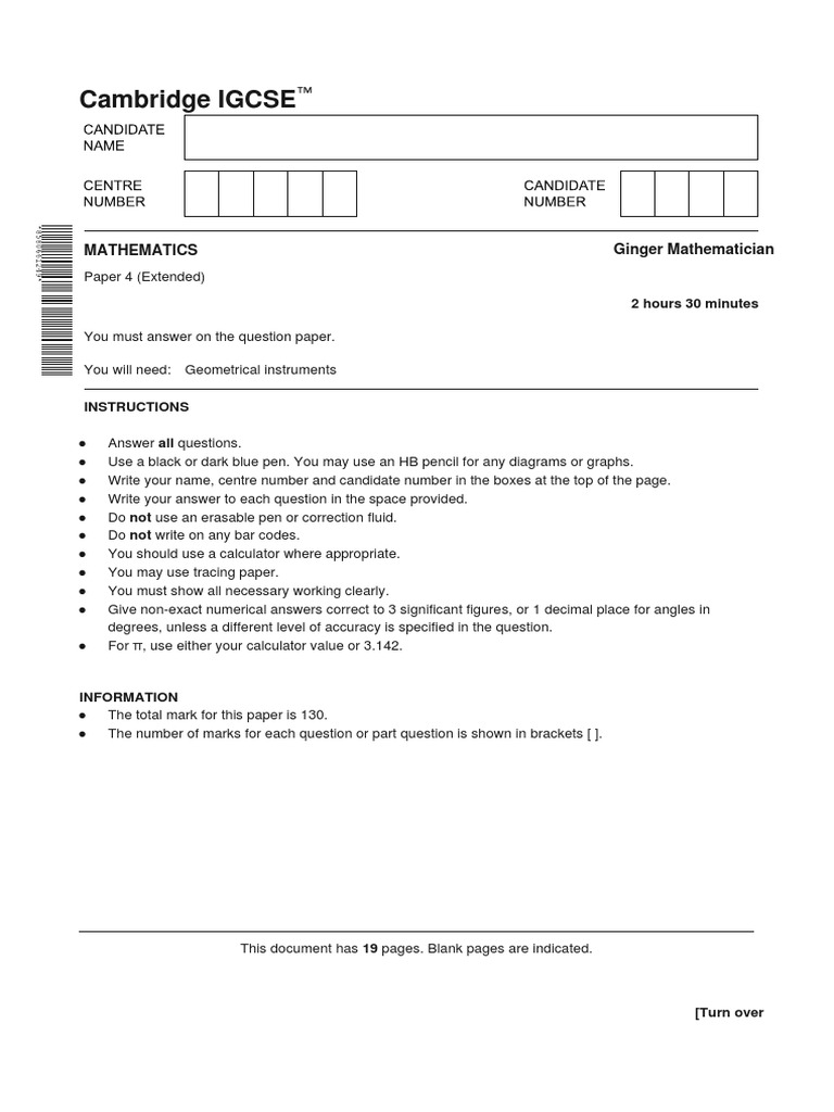 Predicted Paper 4 Ginger Mathematician Solutions | PDF
