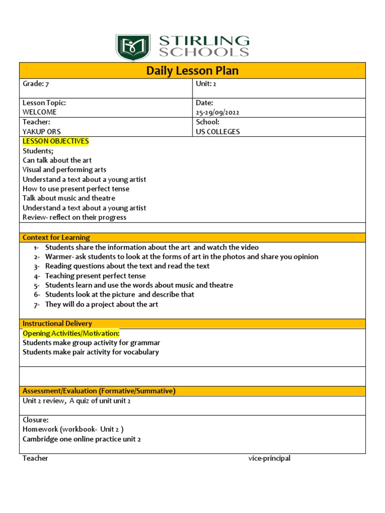 Grade 7 Art Lesson Plan Overview | PDF | Foreign Language Studies ...