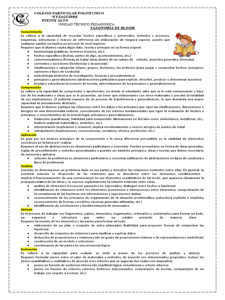 Taxonomía de Bloom Actualizada | PDF | Evaluación | Teoría