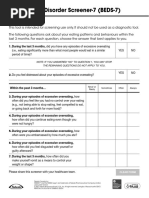 Adolescent Binge Eating Scale ADO-BED Questionnaire | PDF