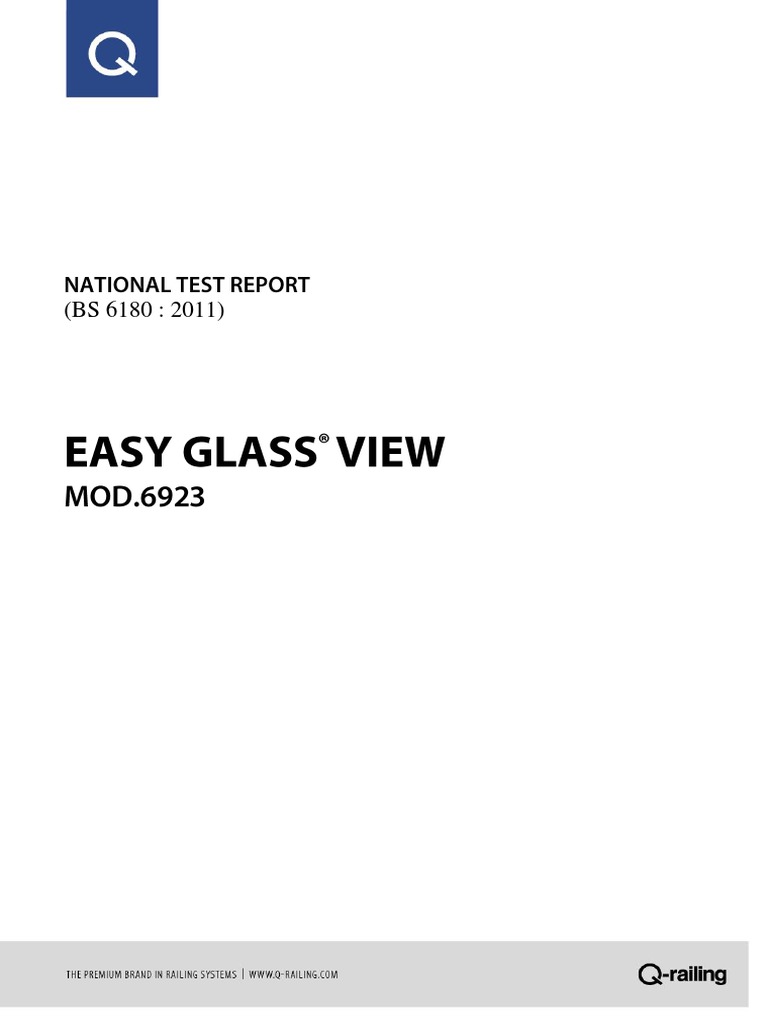 BS6180 Test Report Q Railing Easy Glass View UK C PDF | PDF | Strength ...