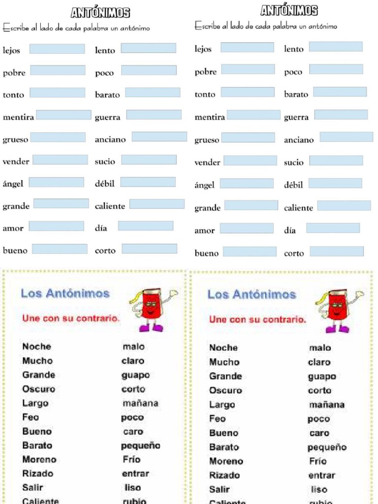 Antonimos 2 Grado | PDF