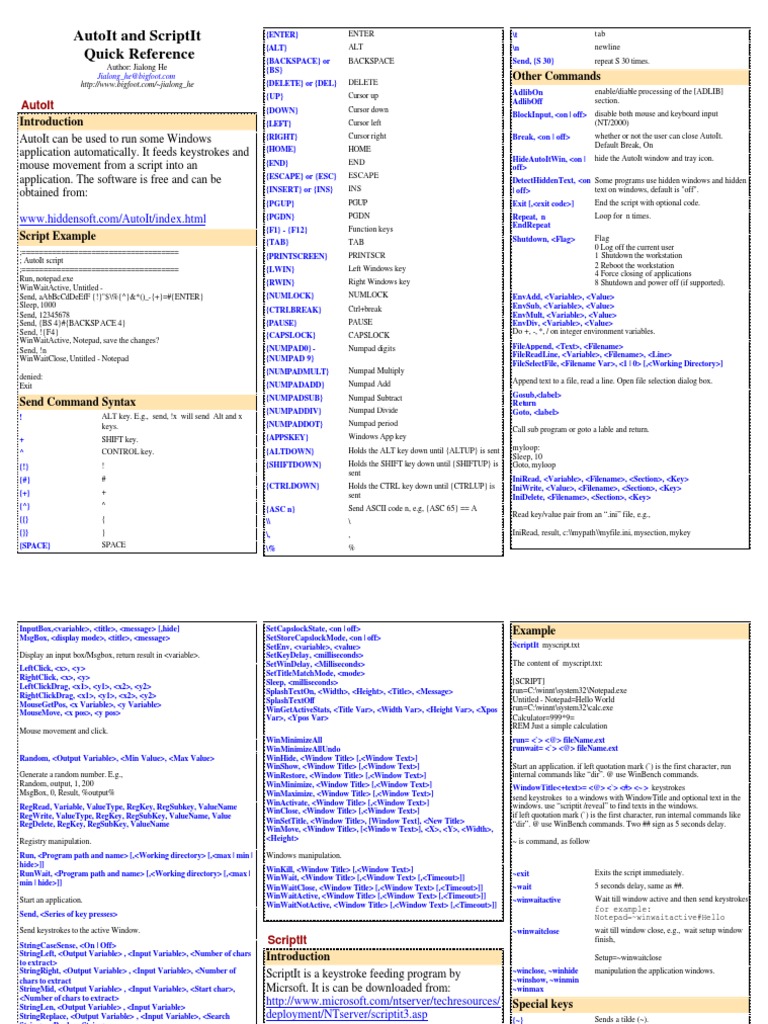 AutoIt Quickref | PDF | Computer Keyboard | System Software