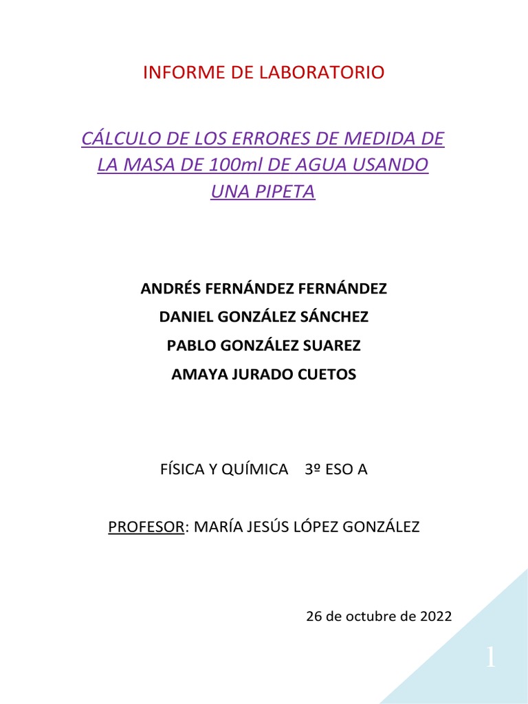 Informe De Laboratorio Pdf Medición Science