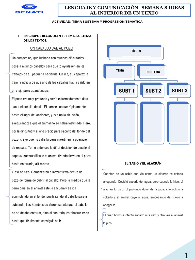 Tema y Subtemas en Textos Narrativos | PDF