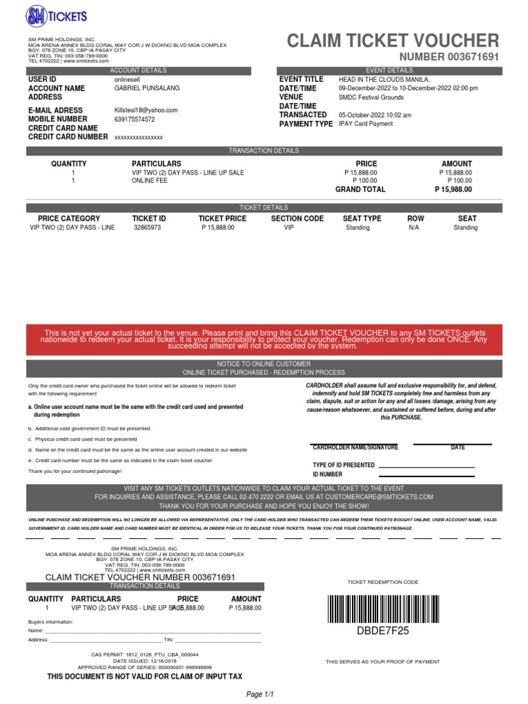 Claim Ticket Voucher for Event Access | PDF | Credit Card | Voucher