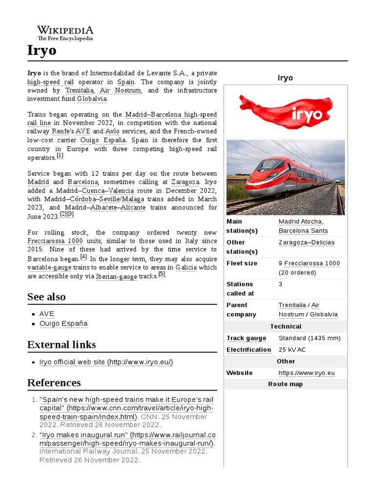 Iryo | PDF | Sustainable Transport | Rail Infrastructure