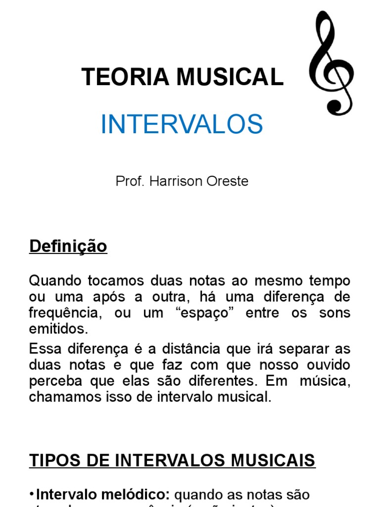 Aula de Teoria - Intervalos | Download grátis PDF | Intervalo (música) | Musicologia
