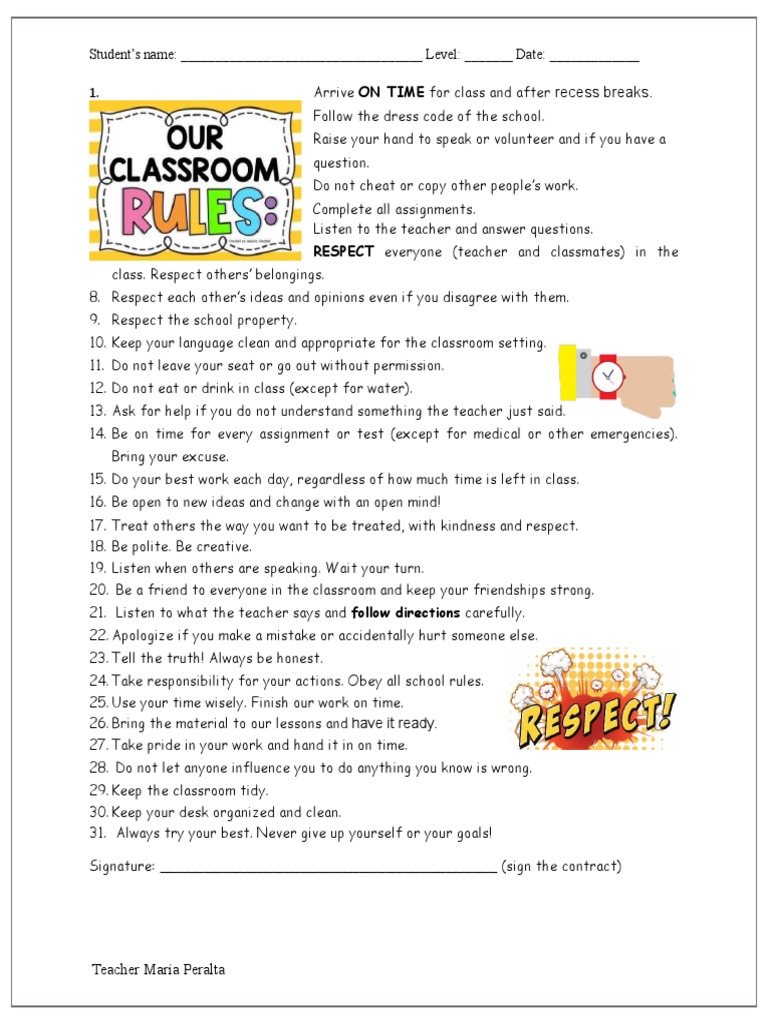 Classroom Rules 2023 | PDF