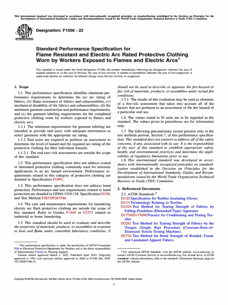 Astm F1506-22 PDF | PDF | Textiles | Clothing