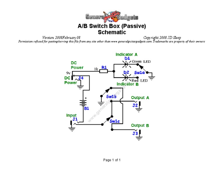 A-B Switch Box (Passive) Schematic | PDF