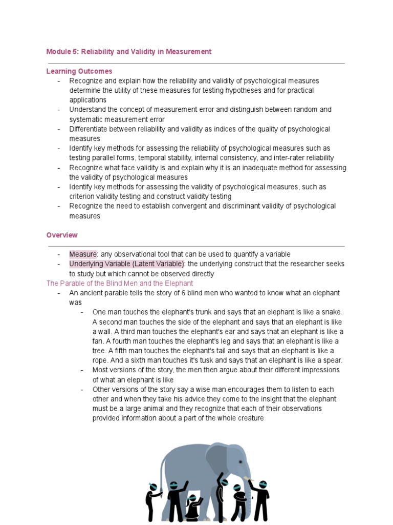 Module 5 - Reliability and Validity in Measurement | PDF | Observational Error | Validity ...